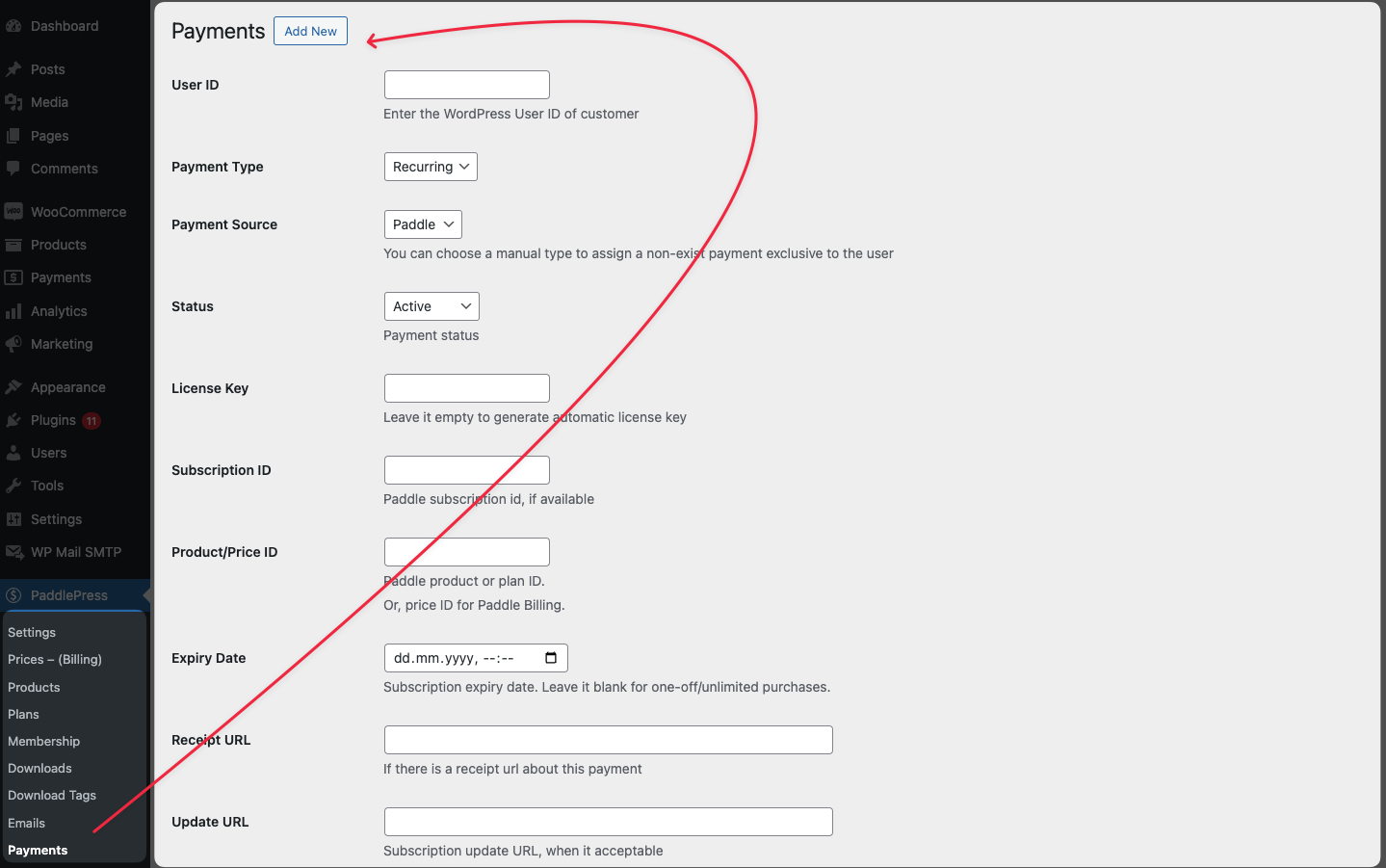 Adding Manual Payments — HandyPlugins
